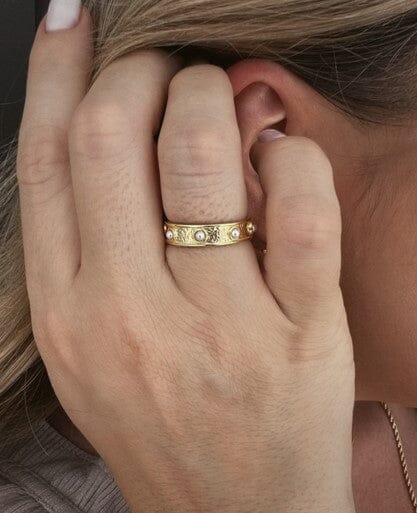 Gold Vermeil Band With Inset Faux Pearls: Sizes 6-8 (RG4056W) – Athena ...